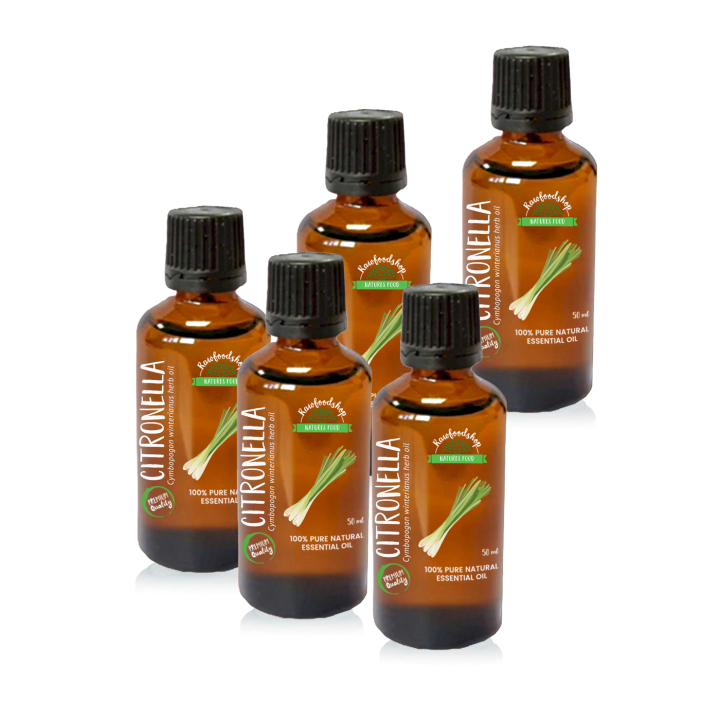 Citronella Æterisk Olie 50ml x 5 pakker | Rawfoodshop