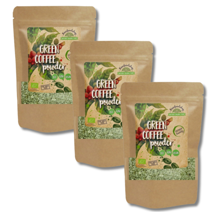 Grøn Kaffe Pulver ØKO 125g x 3 pakker | Køb hos Rawfoodshop