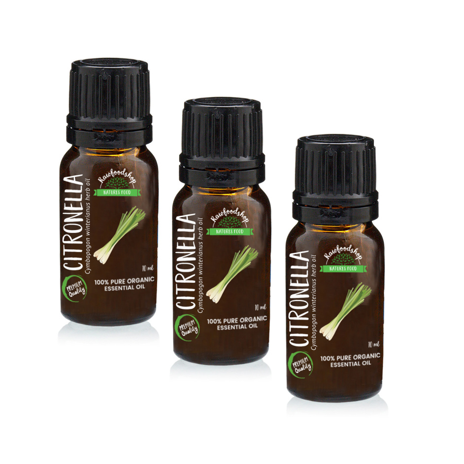 Citronella Æterisk Olie ØKO 10ml x 3 pakker | Rawfoodshop